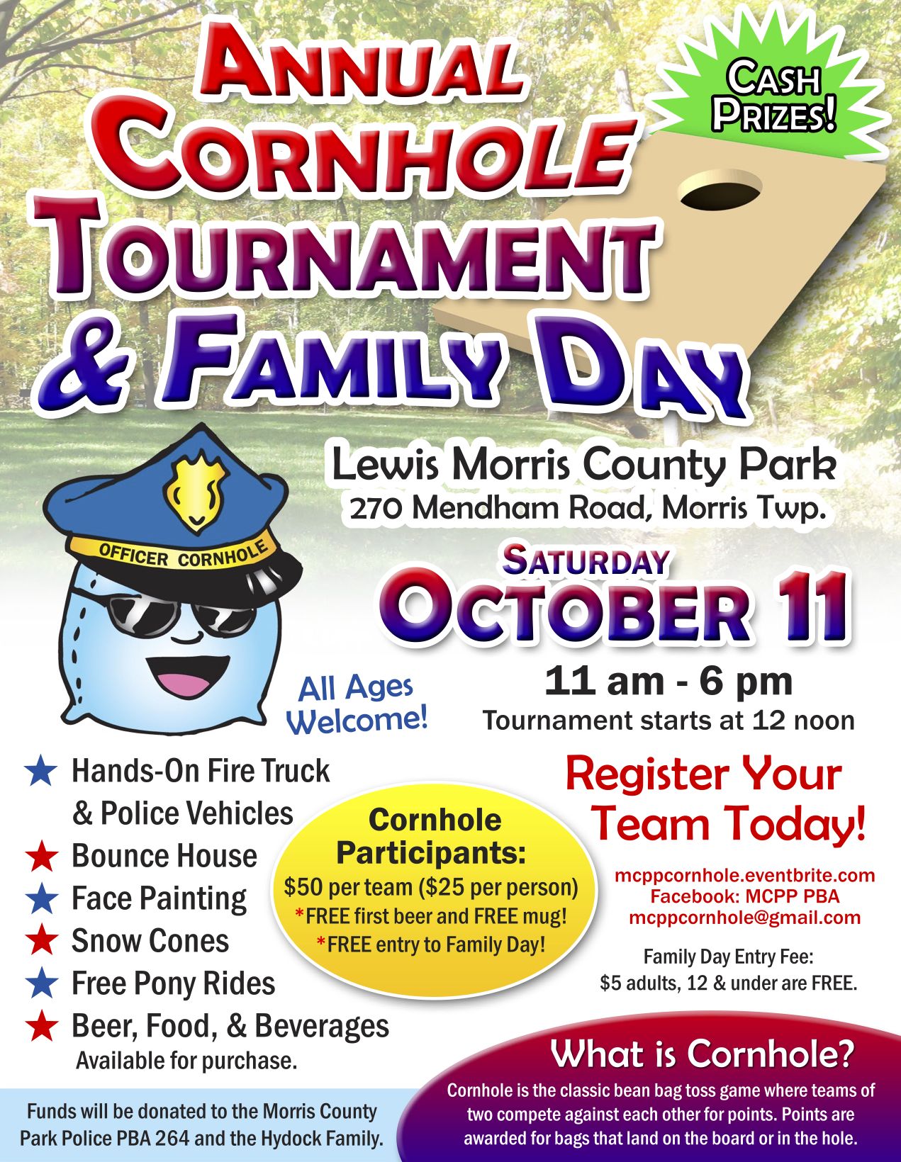 Morris County PBA #264 Cornhole Tournament Tickets, Sat, Oct 11, 2014 ...