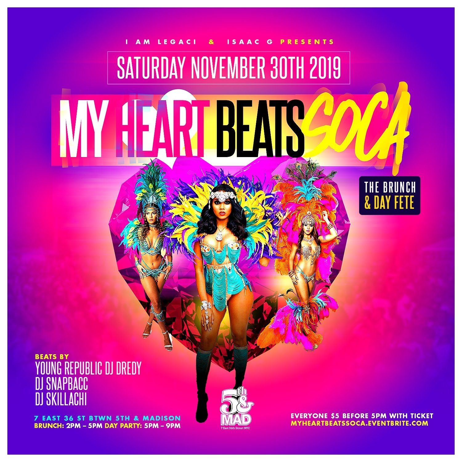 Tickets For MY HEART BEATS SOCA 11 30 Brunch Day Fete In New York From ShowClix