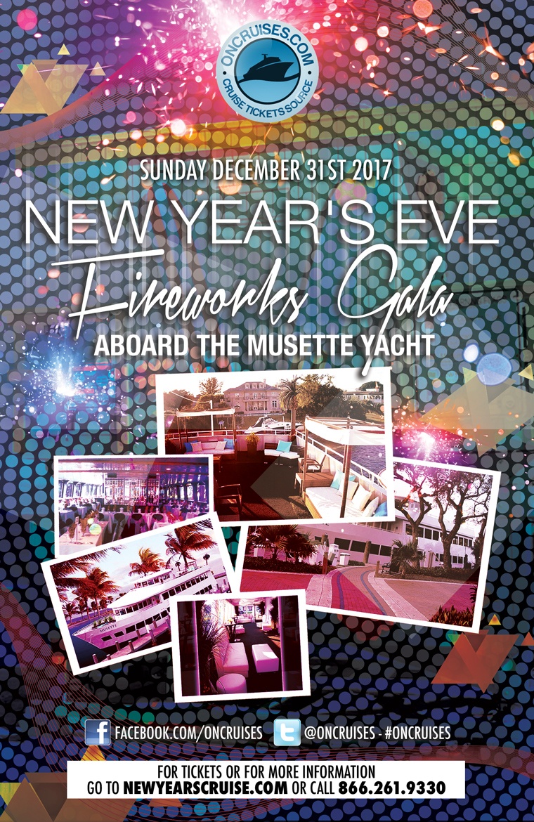 New Year's Eve Fireworks Gala Aboard The Musette Yacht - 31 DEC 2017